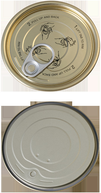 ฝากระป๋องโลหะเคลือบดีบุกเคลือบสีทอง 307# 83 มม. เปิดง่าย